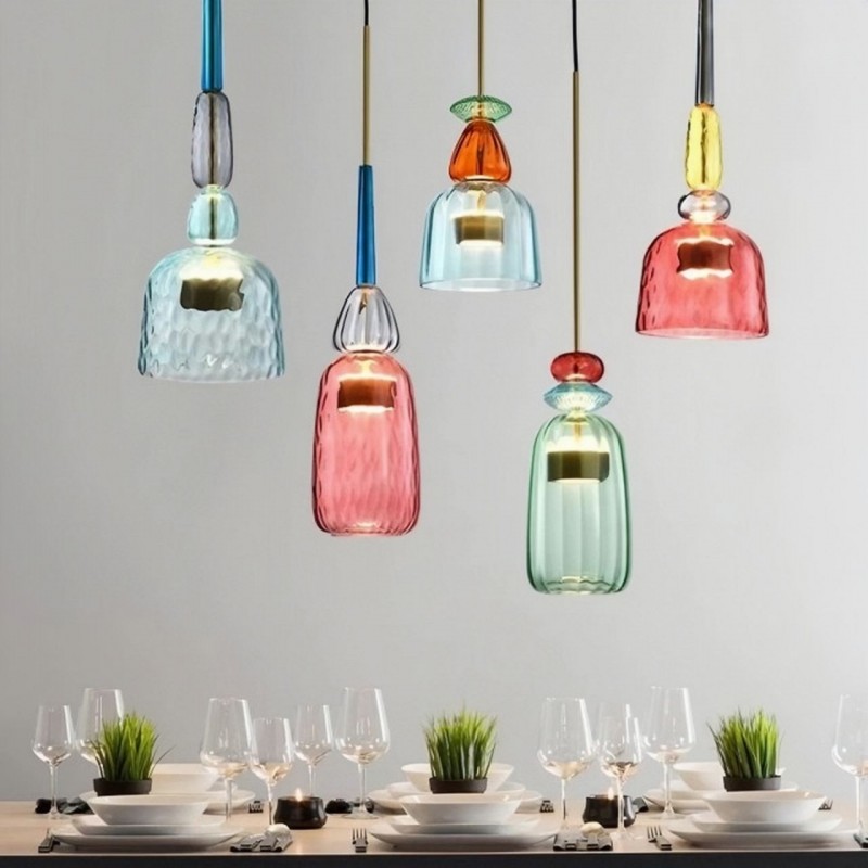 Nordic Macaron Flauti Ribbed Glass Pendant Light | KIKI Lighting