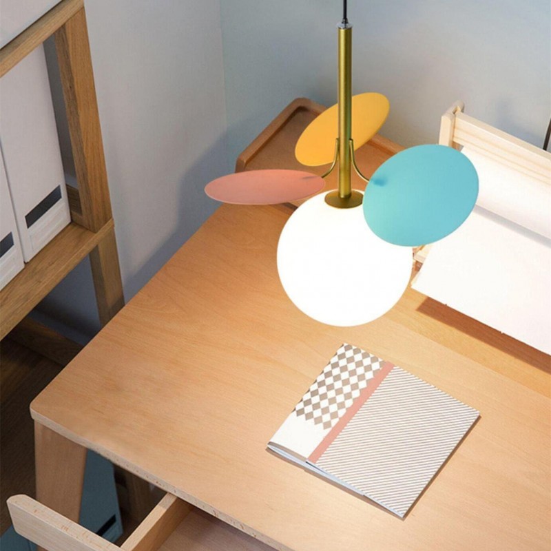 Multi Colored Leaf Glass Globe Pendant Light | KIKI Lighting
