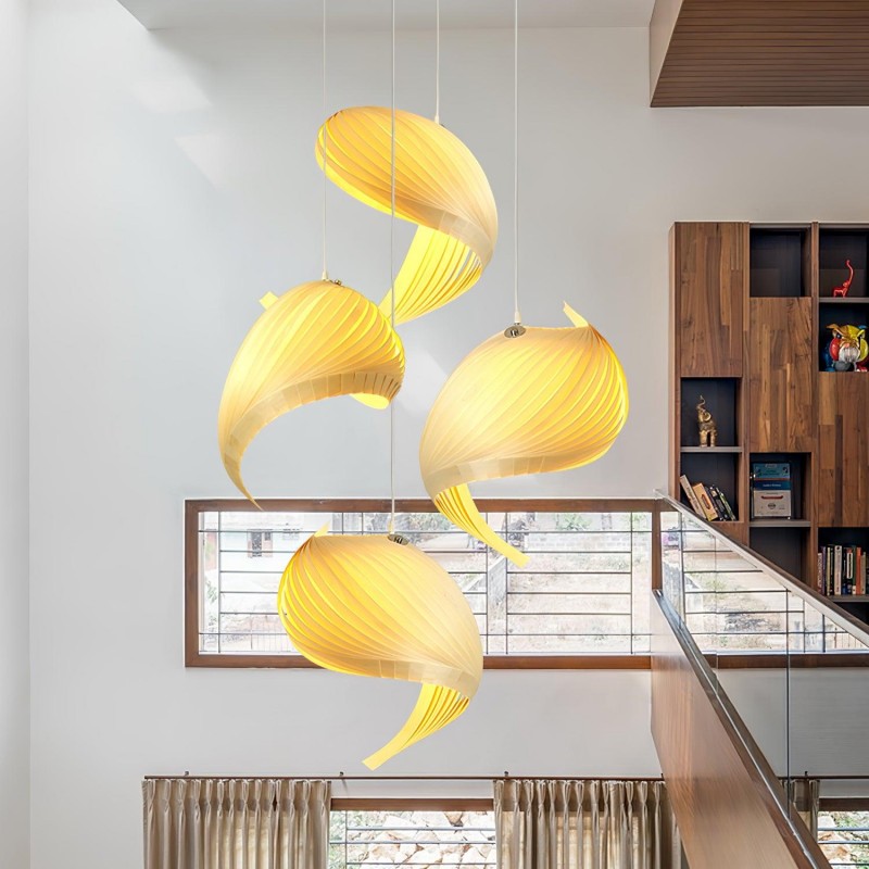 Nautilus Wing Wood Veneer Pendant Light | KIKI Lighting