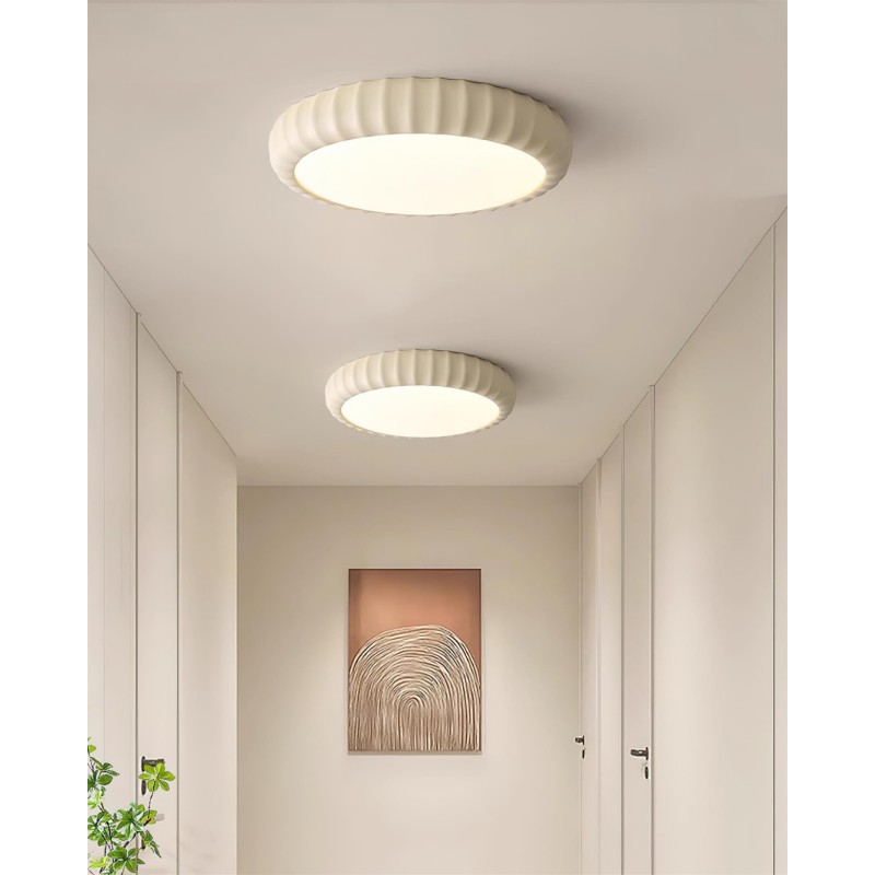 Simple Cream Style Wave Round Ceiling Light | Home | KIKI LIGHTING