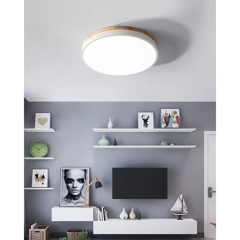 White Round Wooden Ceiling Lamp | Home | KIKI LIGHTING