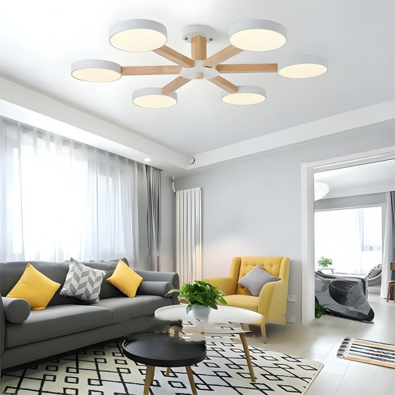 Multiple Round Wood Branched Ceiling Lamp | KIKI Lighting