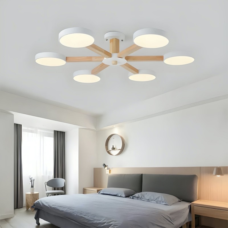 Multiple Round Wood Branched Ceiling Lamp | KIKI Lighting