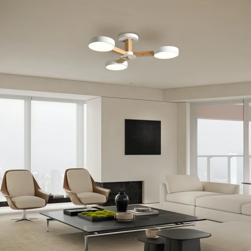 Multiple Round Wood Branched Ceiling Lamp | KIKI Lighting