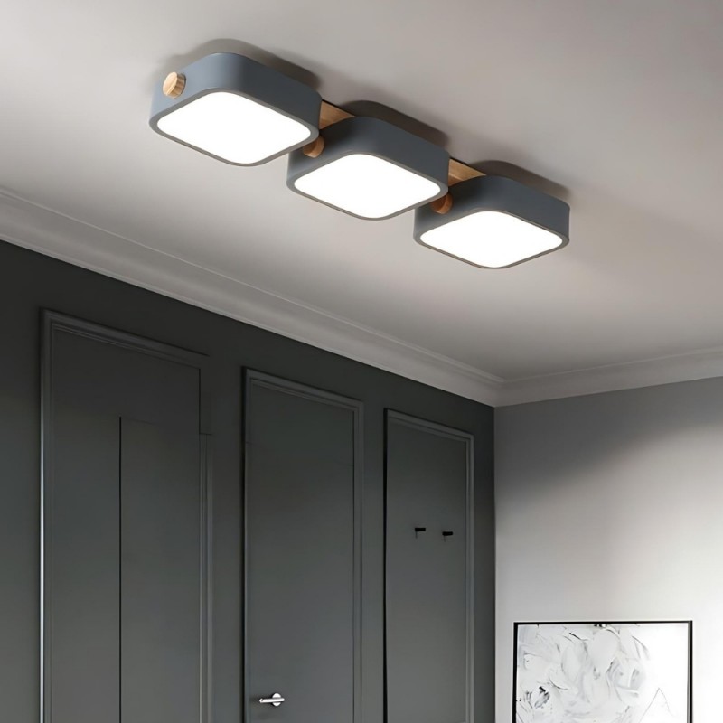 Nordic Multi Square Wood Led Celing Light | KIKI Lighting
