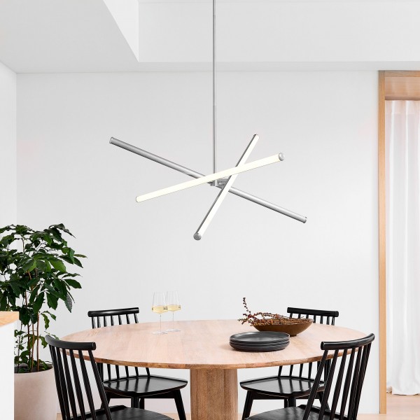 Voro Minimalist Chrome Light Rods - LED Semi-Flush Mount Ceiling Light ...