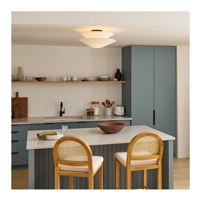 Solivara Flushmount Recessed Milky White Linen Simple Ceiling Lamp ...
