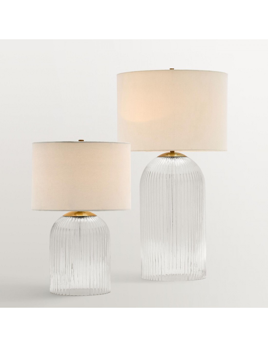 Bravira geribbelde glazen tafellamp - moderne verlichting met linnen ...