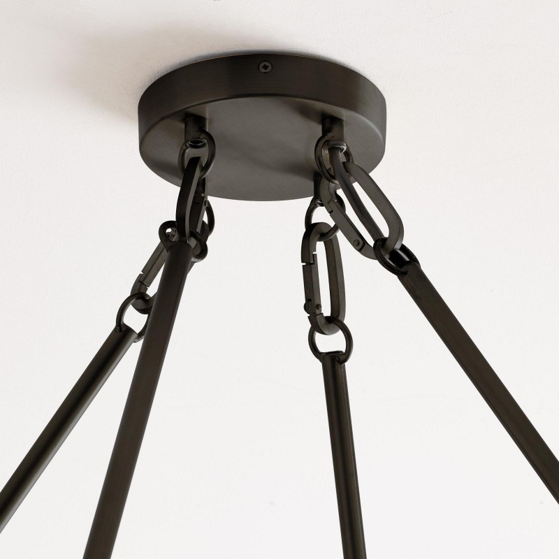 Rowan Modern Wagon Wheel Round Chandelier - Industrial Farmhouse Iron ...