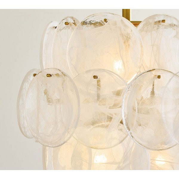 Sevra Cascading Glass Disc Pendant Light - Metal Vintage Brass Finish ...