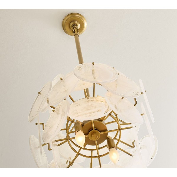 Sevra Cascading Glass Disc Pendant Light - Metal Vintage Brass Finish ...