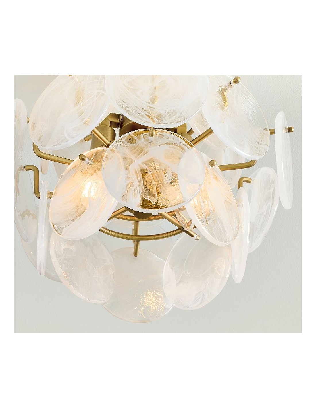 Sevra Cascading Glass Disc Round Flush Mount - Vintage Brass Ceiling ...