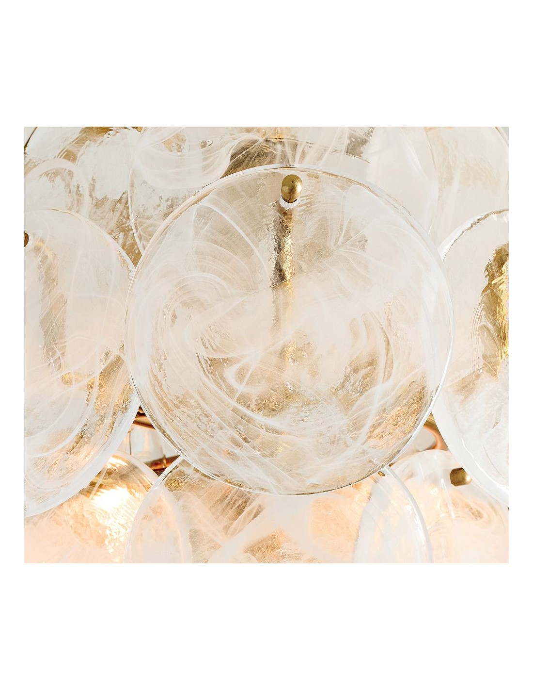 Sevra Cascading Glass Disc Round Flush Mount - Vintage Brass Ceiling ...