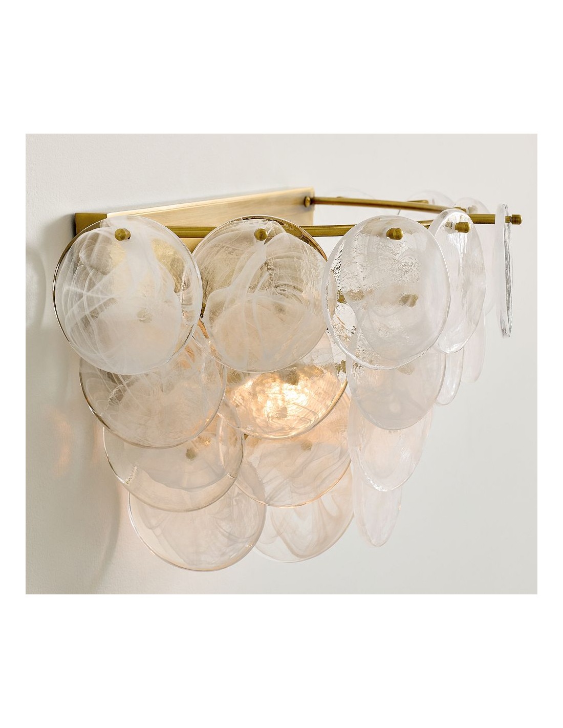 Sevra Cascading Glass Disc Wall Sconce - Metal Vintage Brass Finish ...