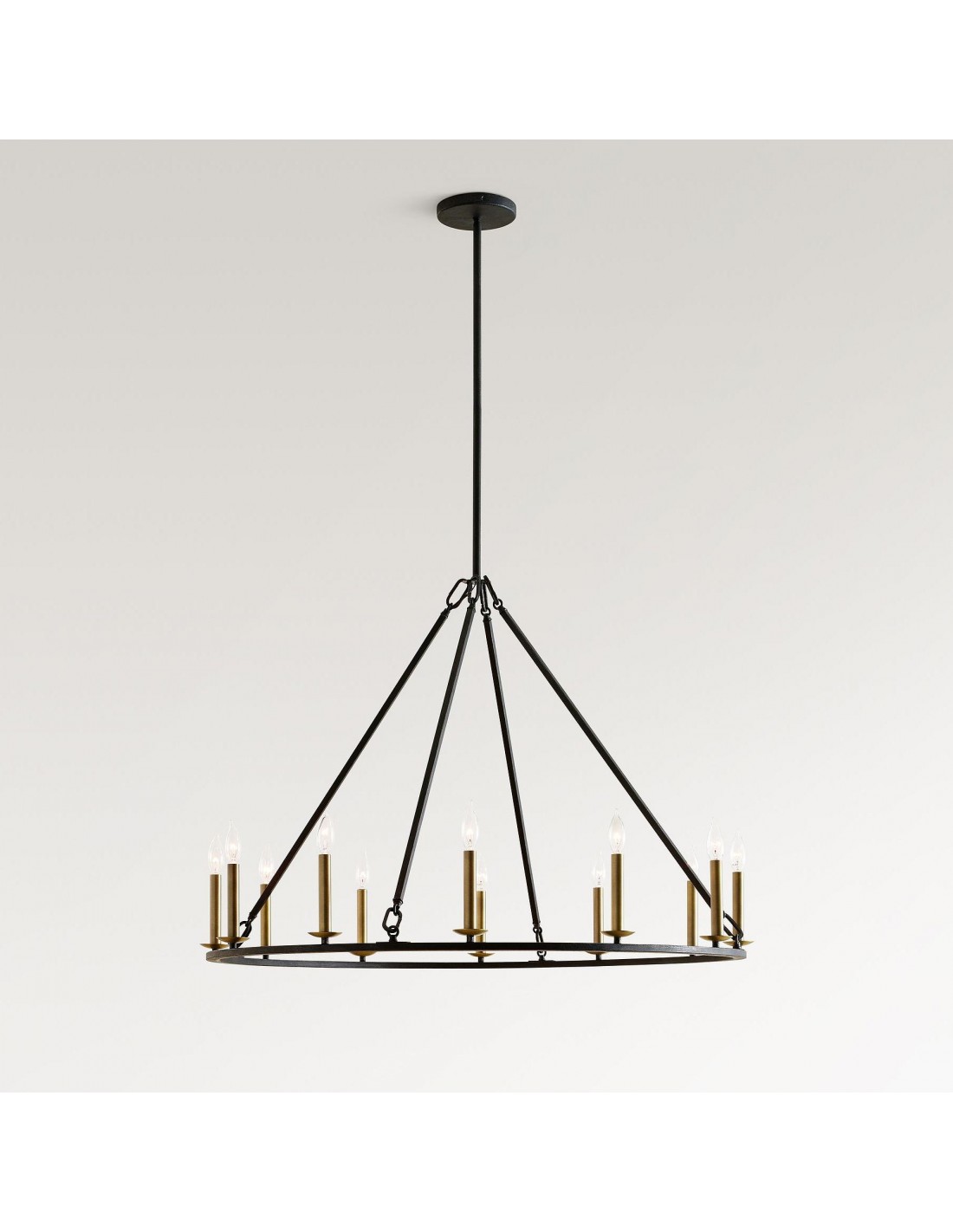 Rowan Modern Wagon Wheel Round Chandelier - Industrial Farmhouse Iron ...