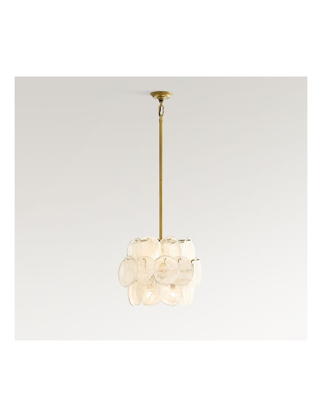 Sevra Cascading Glass Disc Pendant Light - Metal Vintage Brass Finish ...