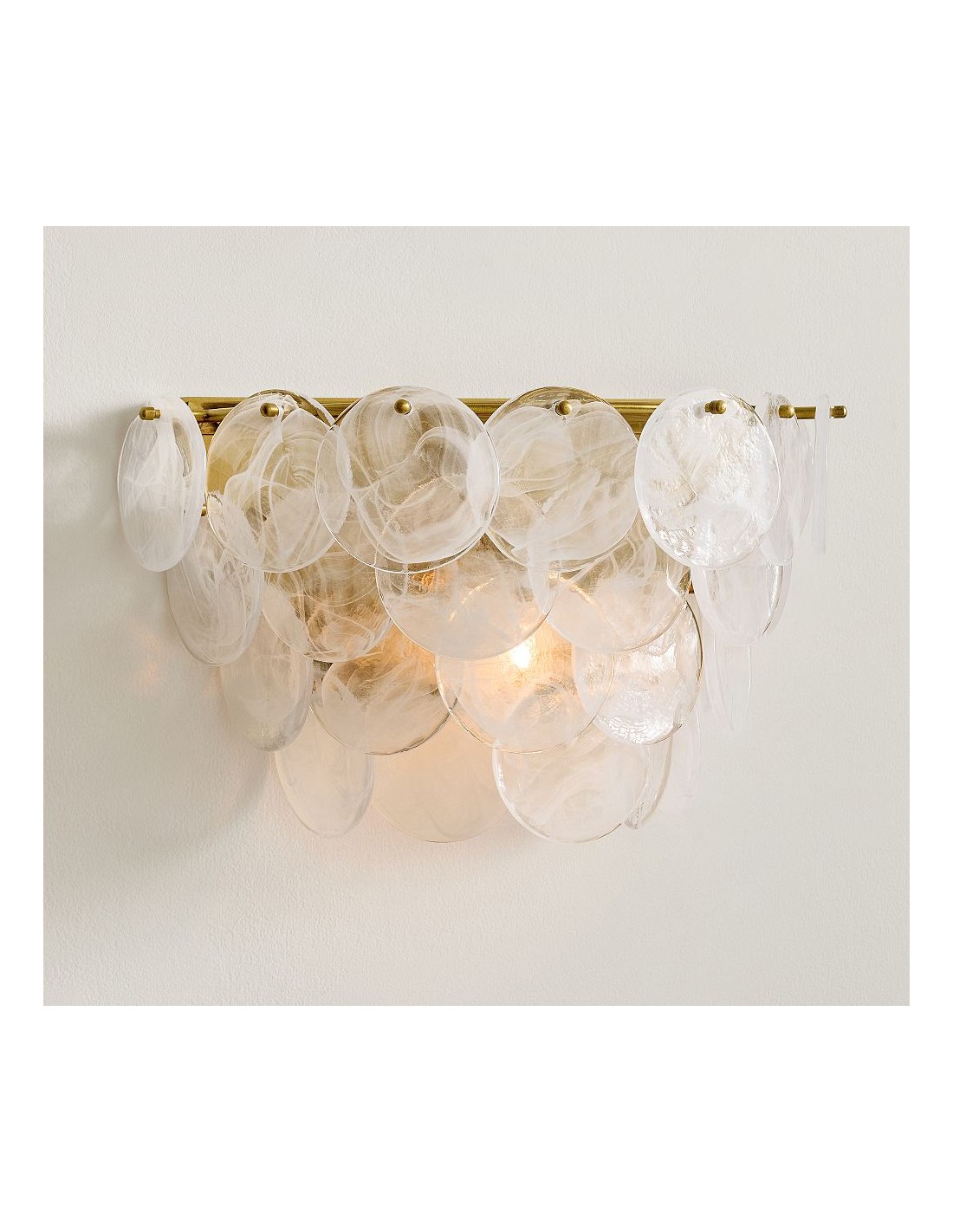 Sevra Cascading Glass Disc Wall Sconce - Metal Vintage Brass Finish ...