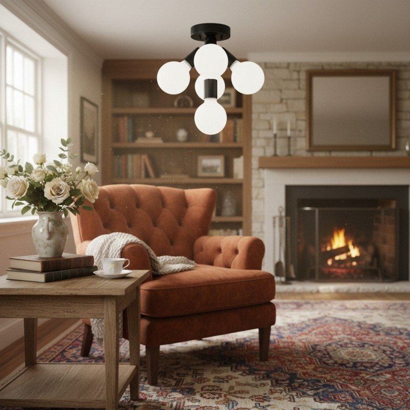 Glorica Glass Flush Mount Light - Globe Ceiling Fixture Modern | Home ...