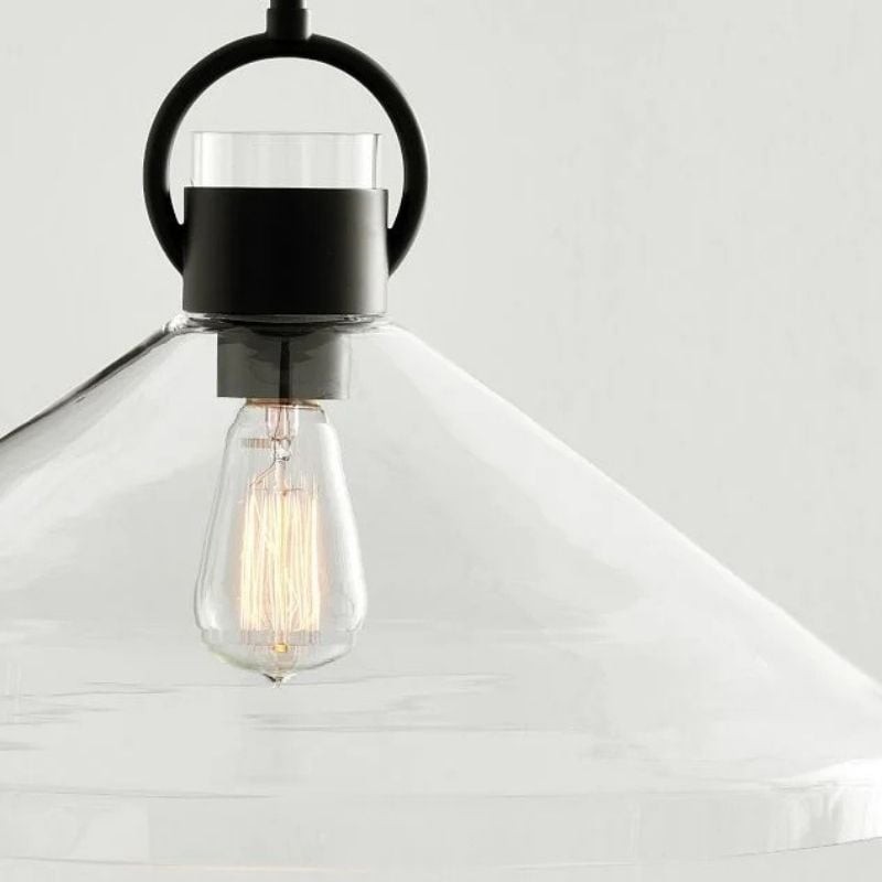 Lámpara colgante industrial de vidrio transparente Lirra - Ideal para ...