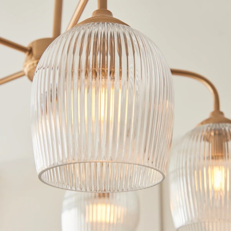 Brazara Multi-Light Glass Shade Pendant Lamp - Curved Metal Arms for ...