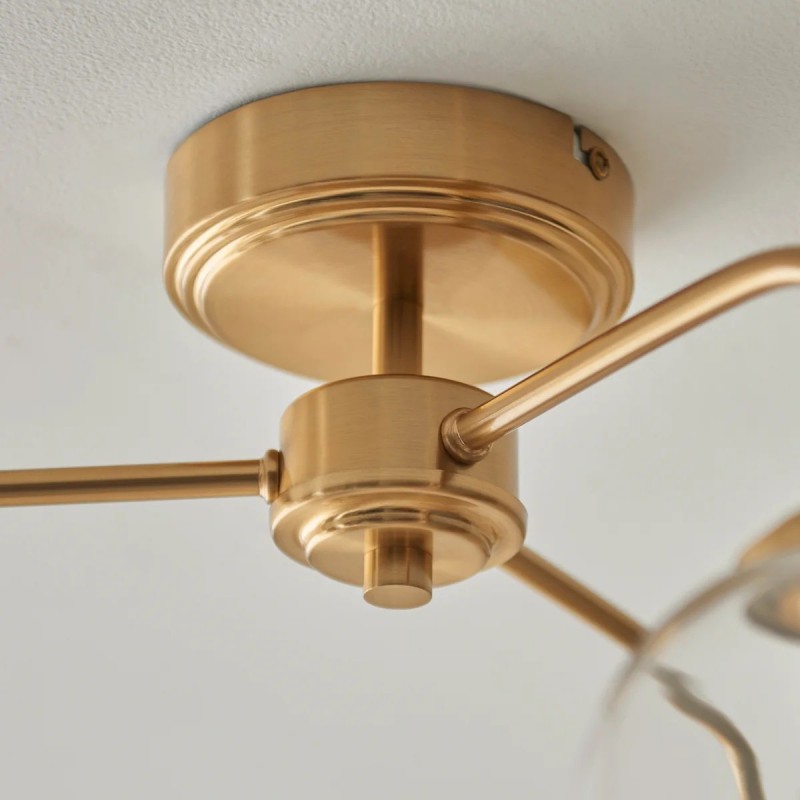 Brazara Multi-Light Glass Shade Pendant Lamp - Curved Metal Arms for ...