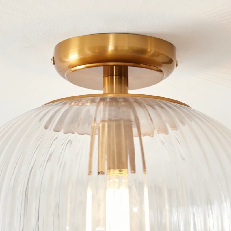 Luntra Ribbed Glass Uplighter Flush - Elegant Ceiling Light for ...