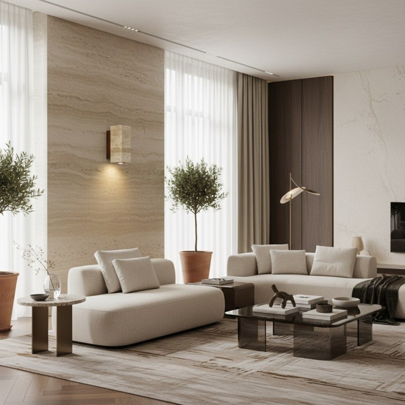 Slivara Natural Stone Backplate with Warm Amber Shade - Vintage Modern ...
